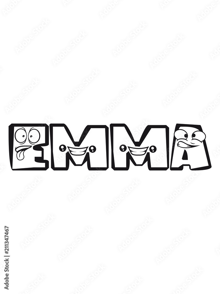 emma weiblich vorname mädchen buchstabe name schreiben cartoon comic ...