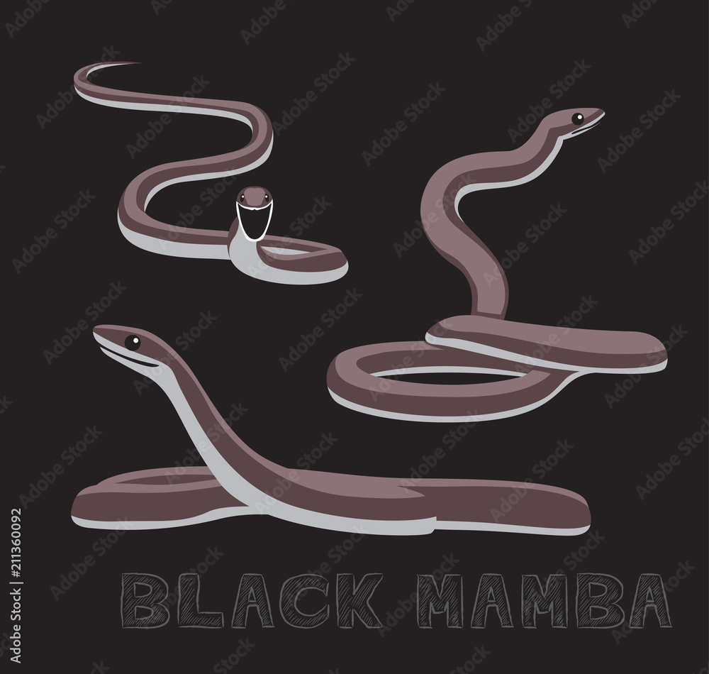 Snake Black Mamba Cartoon Vector Illustration Stock Vector | Adobe Stock