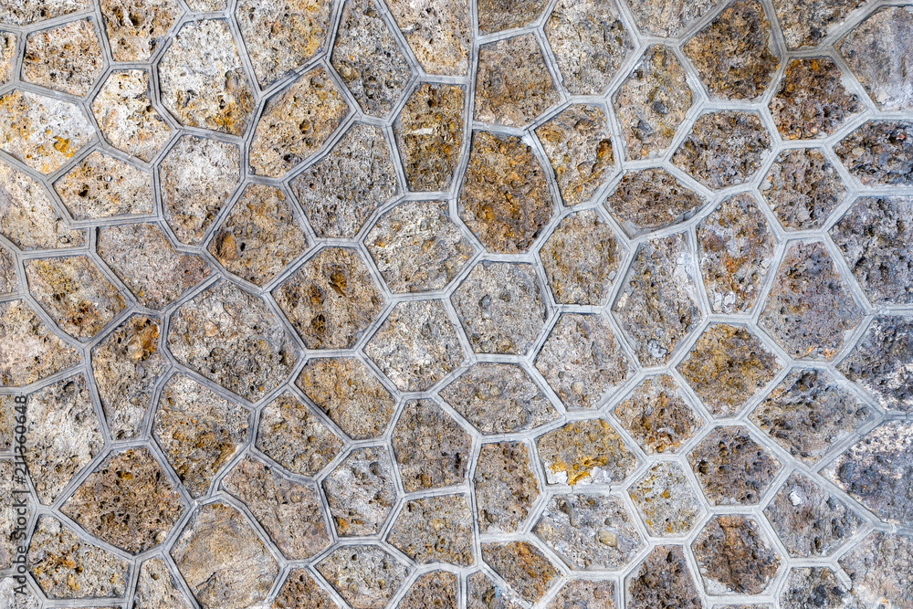 Medieval french stone building wall fasade hive shaped stones in ...