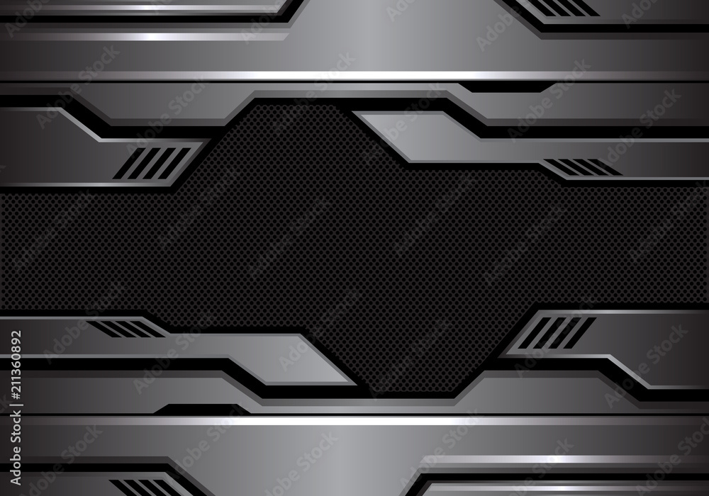 Abstract metal futuristic with dark circle mesh center space design ...