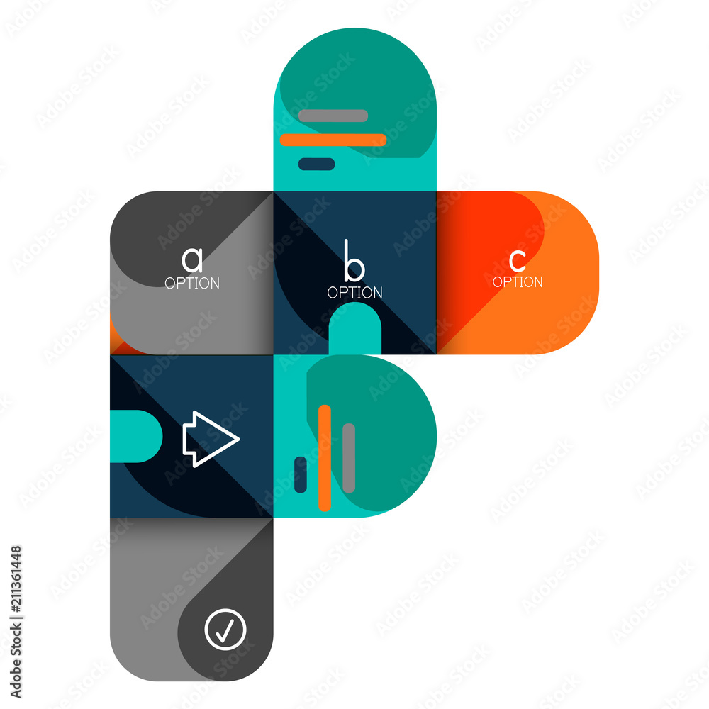 Infographics option and step by step in rounded squares, element of ...