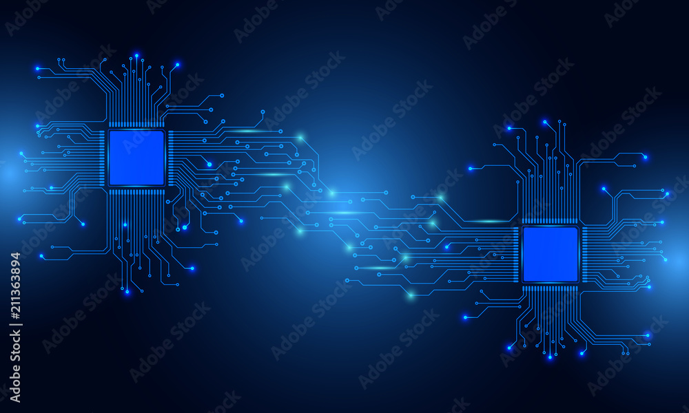 Circuit Board Technology CPU Microprocessor Interface Connection Vector ...