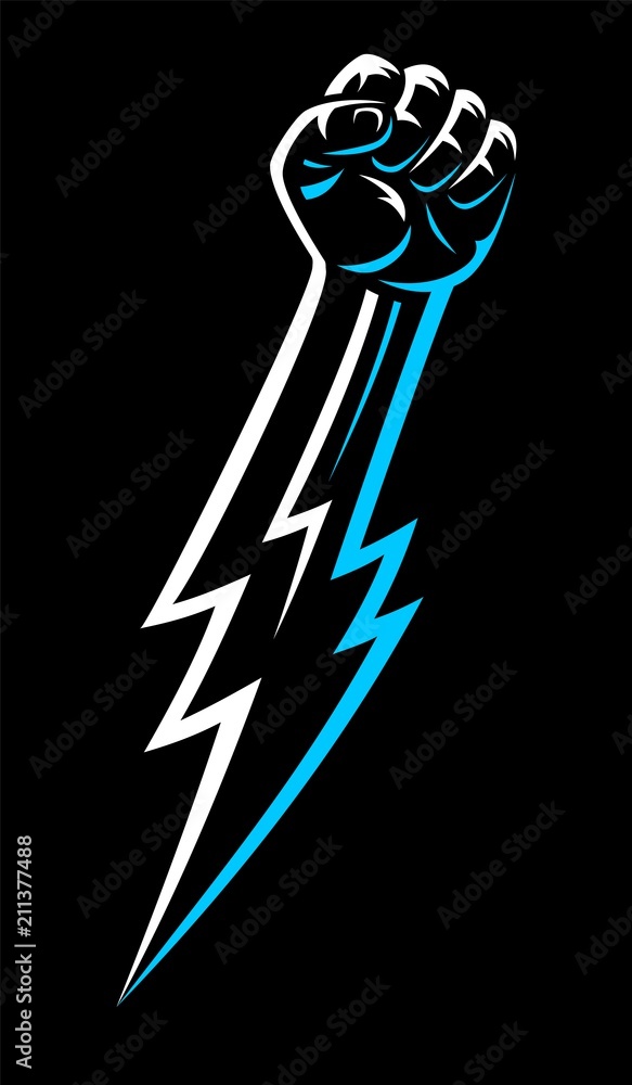 Rebel clenched raised male fist hand. Fight rights strike protest arm ...