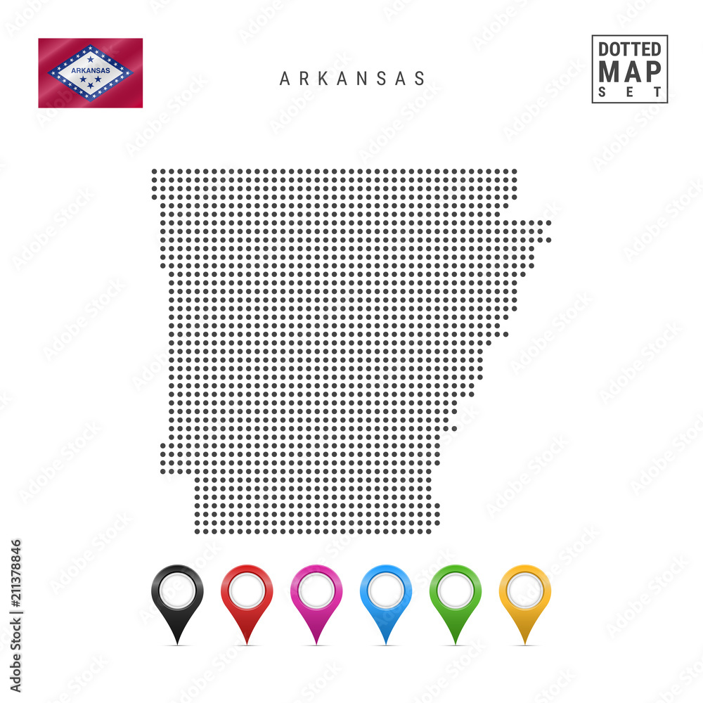 Dots Pattern Vector Map of Arkansas. Stylized Silhouette of Arkansas ...