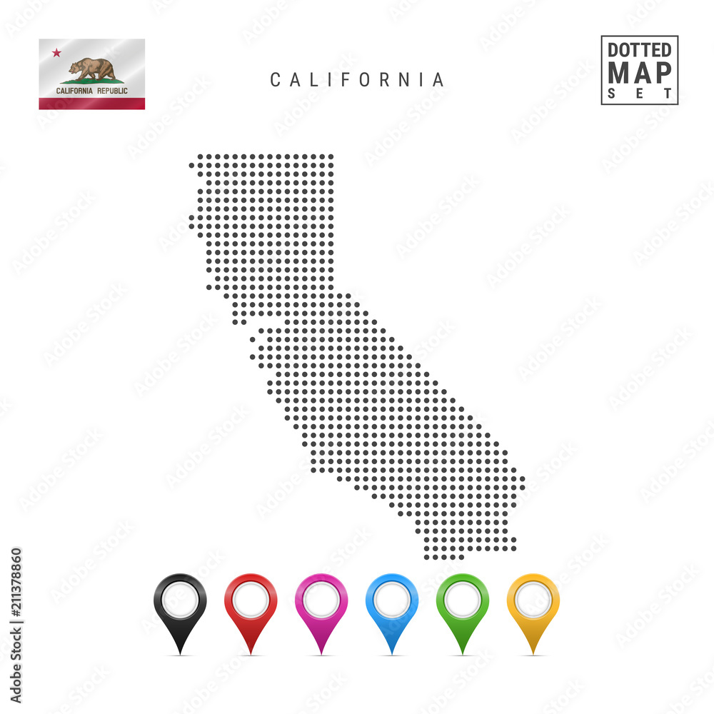 Dots Pattern Vector Map of California. Stylized Silhouette of ...