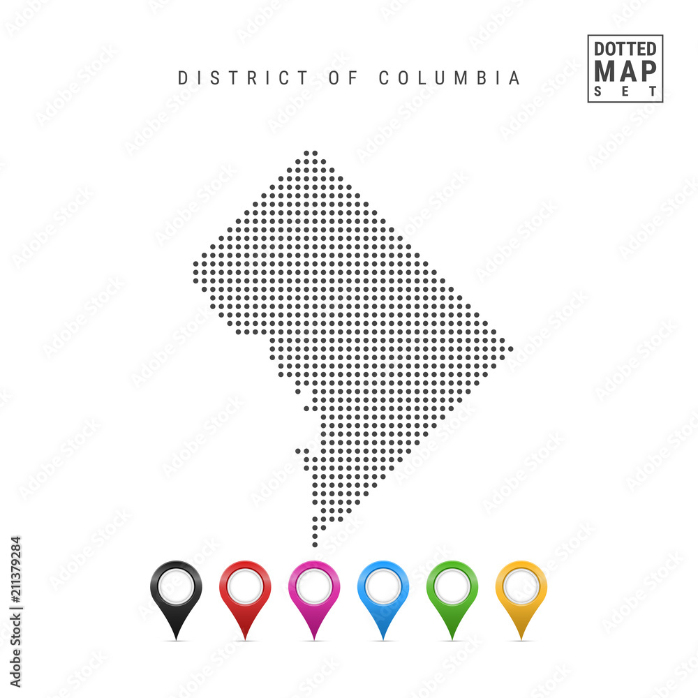 Dots Pattern Vector Map of Washington DC. Stylized Silhouette of ...