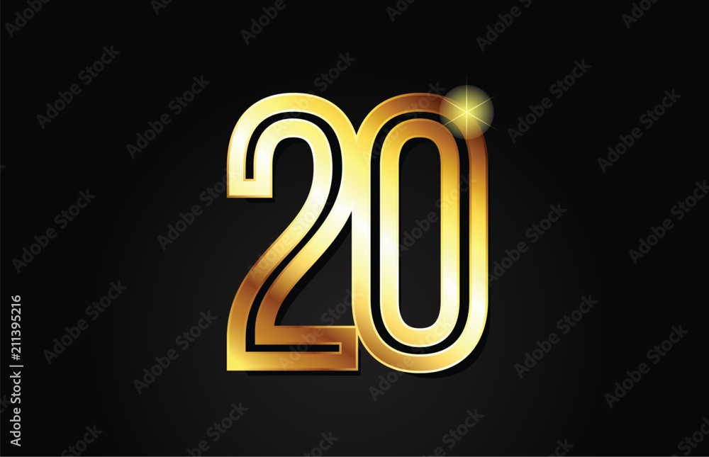 gold number 20 logo icon design Stock Vector | Adobe Stock
