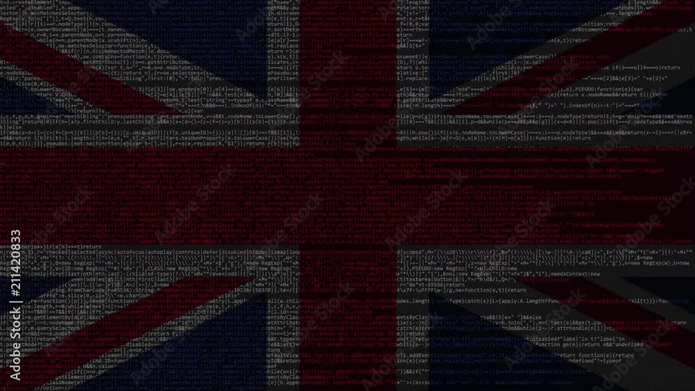 Vidéo Stock Source code and flag of the United Kingdom. British digital technology or ...