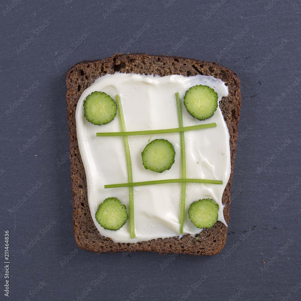 Vegetarian sandwiches with cream cheese, cucumbers and parsley, healthy ...