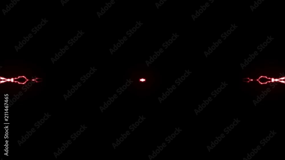 loopable animated RED Lightning bolts from center strike on black ...