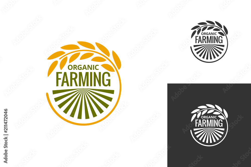 farm product logo. Fresh farming food produce icon set background Stock ...