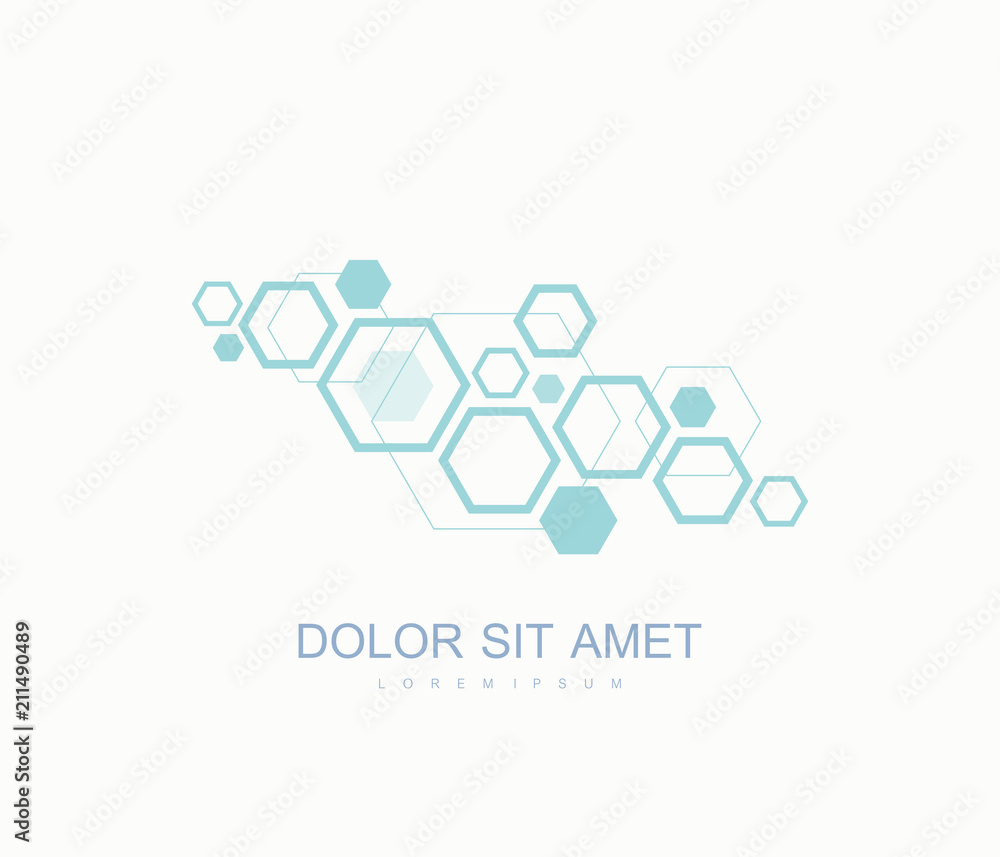 Hexagonal science genetics logo, DNA helix. Genetic analysis, research ...