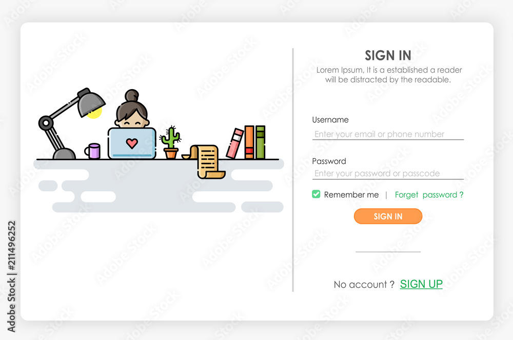 Onboarding screens design in Sign in icon and form. Modern and ...
