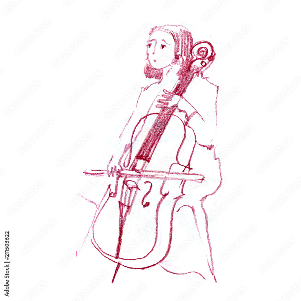 Cello Pencil Drawing