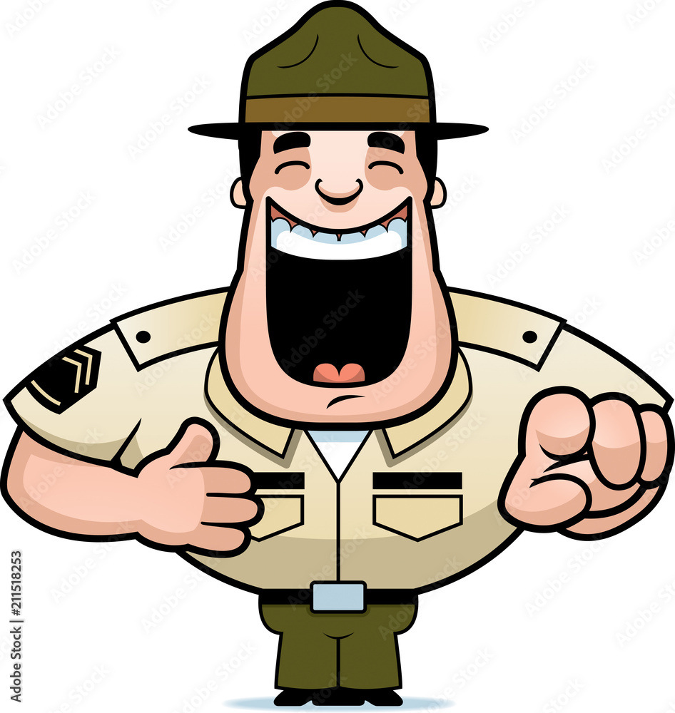Cartoon Drill Sergeant Laughing Stock Vector | Adobe Stock