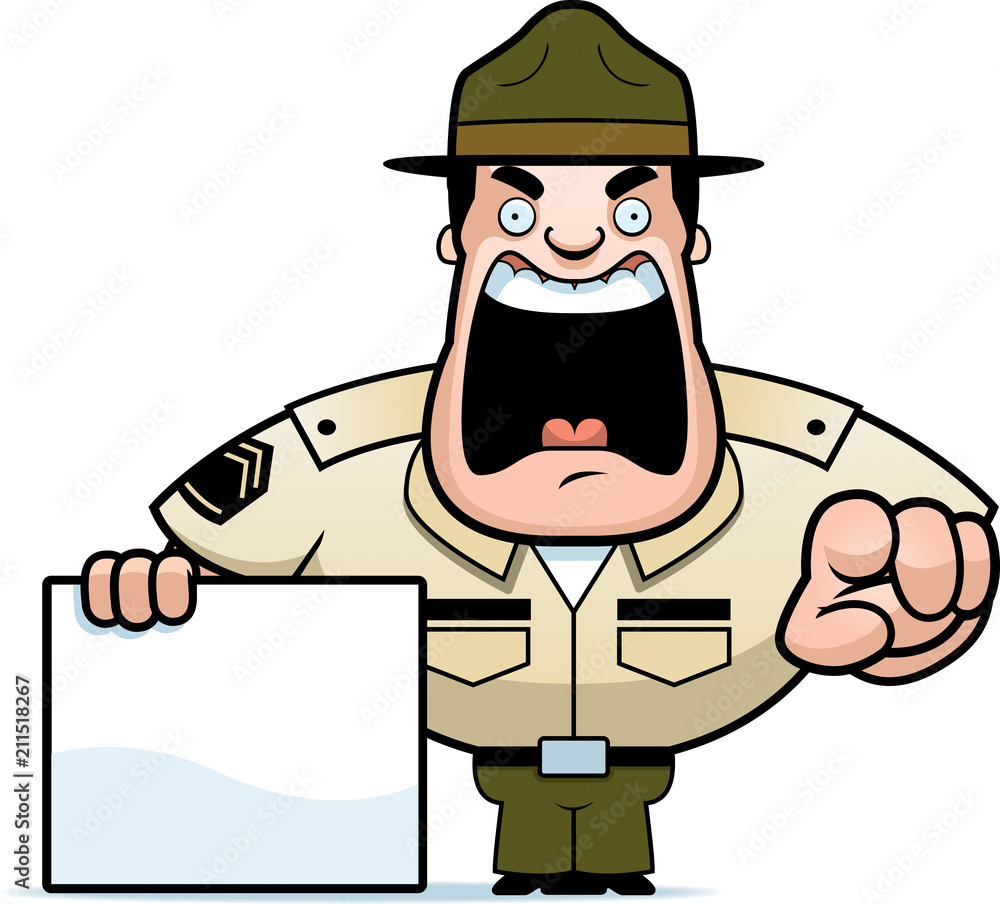 Cartoon Drill Sergeant Sign Stock Vector | Adobe Stock
