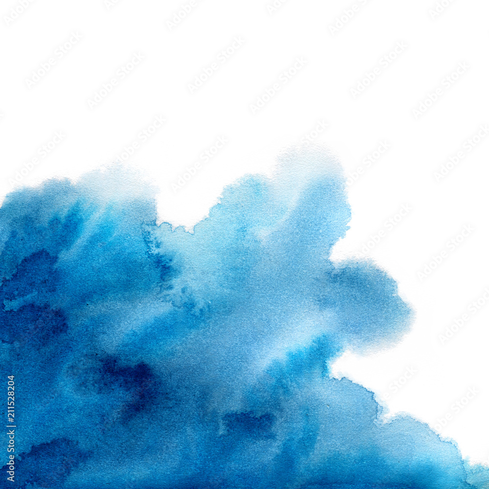 Hand painted blue watercolor background. Watercolor wash. Stock ...