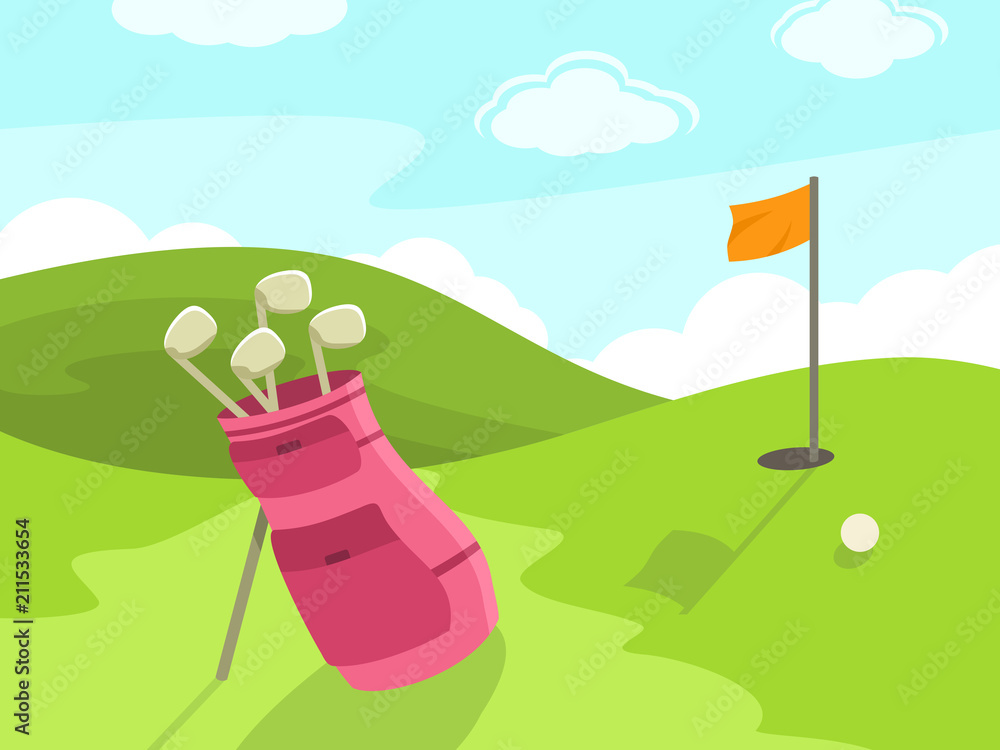 Golf course cartoon vector illustration Stock Vector | Adobe Stock