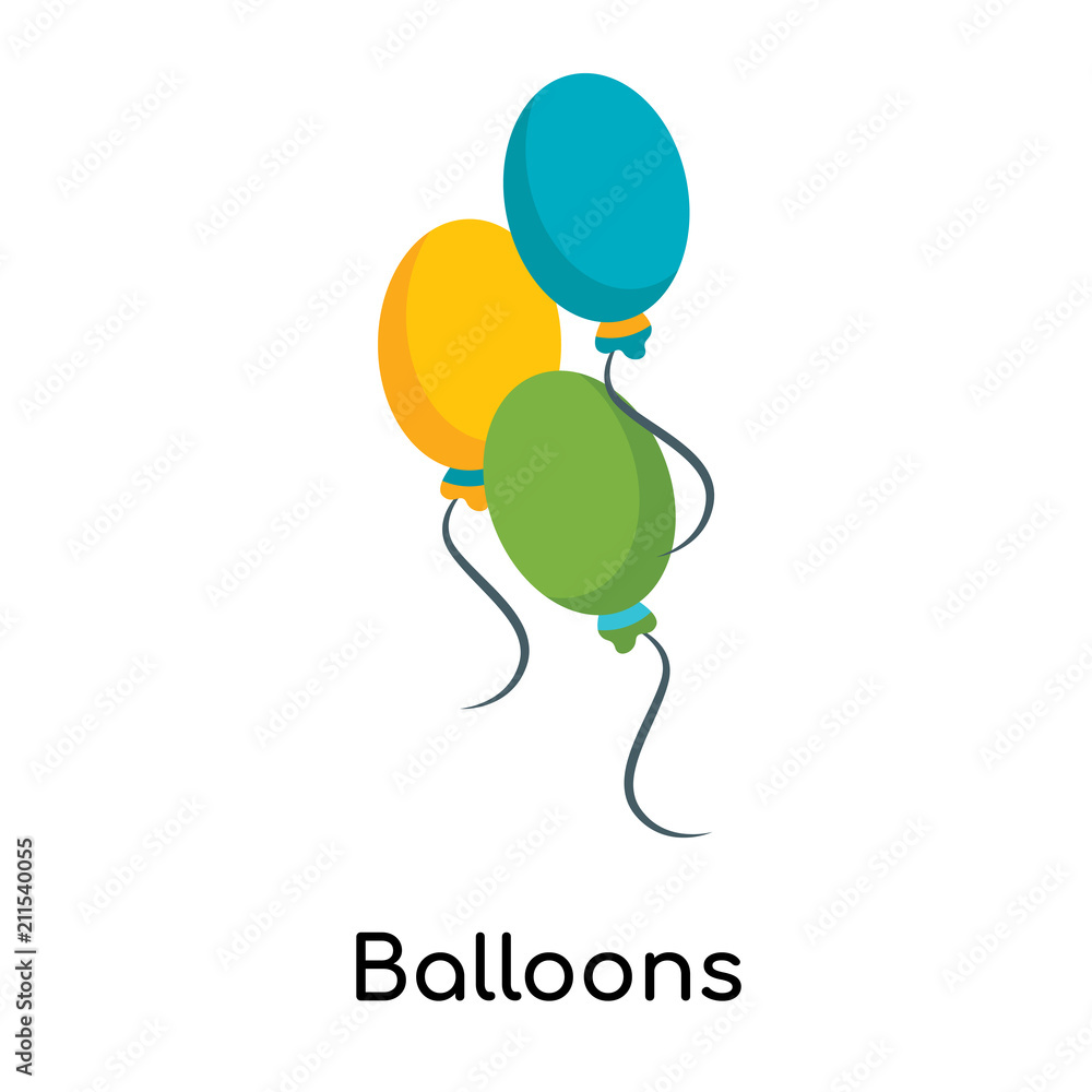 Balloons icon vector sign and symbol isolated on white background ...