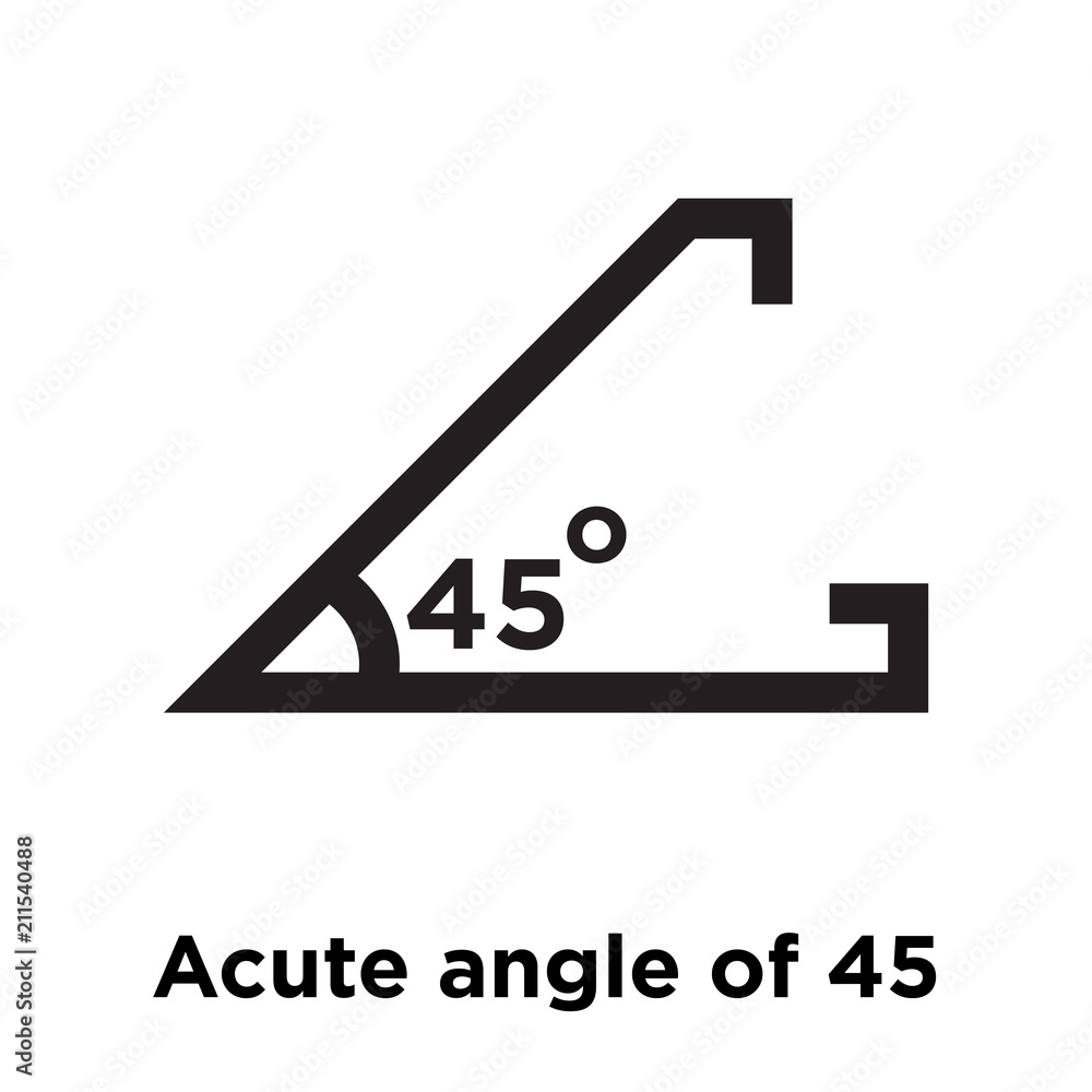 Acute angle of 45 degrees icon vector sign and symbol isolated on white ...