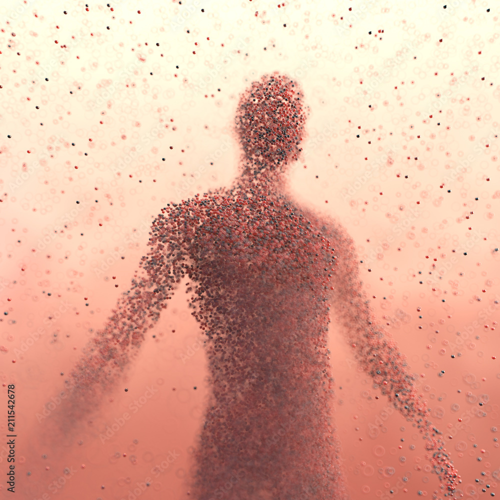 Human body molecular structure. Human body shaped with colored ...