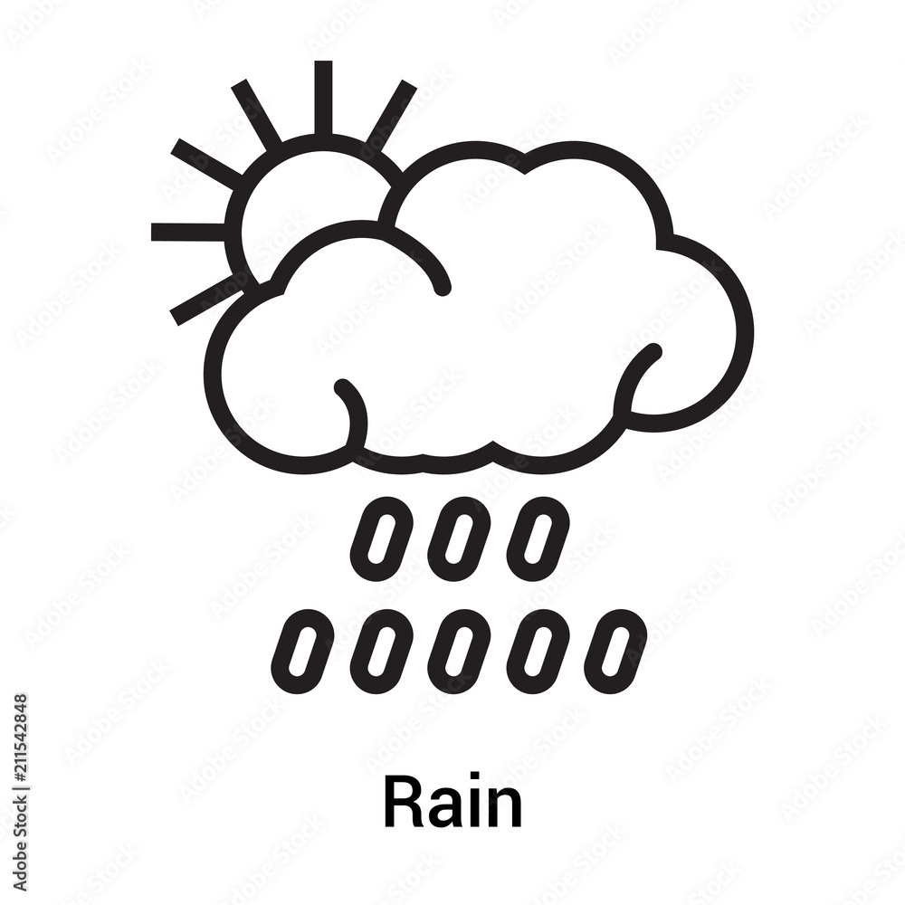 Rain icon vector sign and symbol isolated on white background, Rain ...