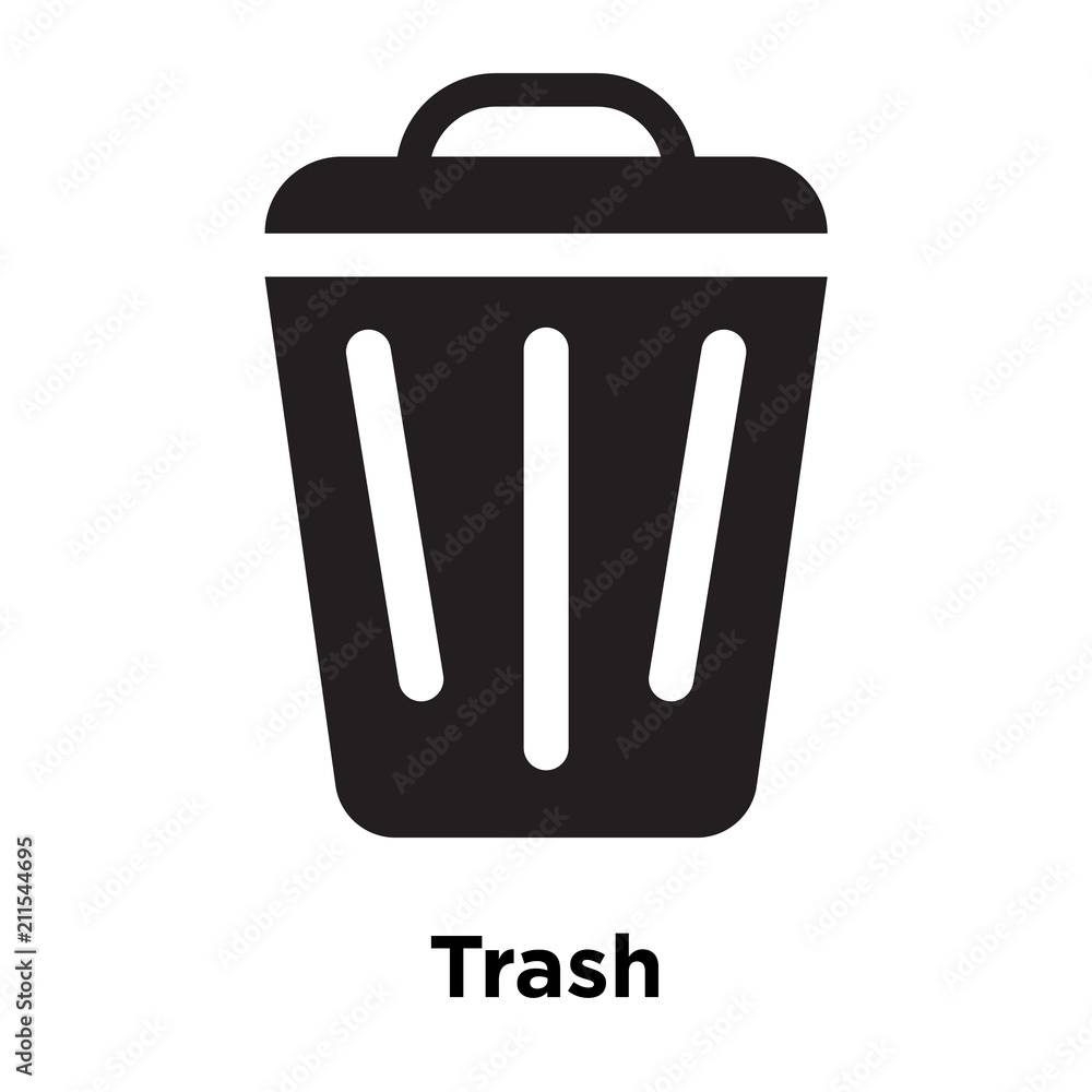 Trash icon vector sign and symbol isolated on white background, Trash ...