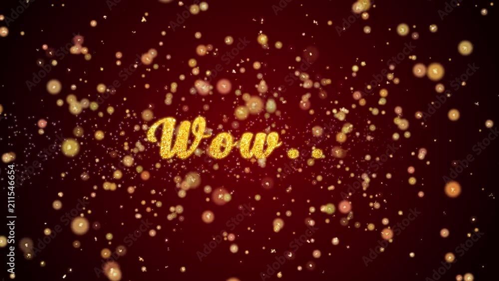 Wow Greeting Card text with sparkling particles shiny background for ...