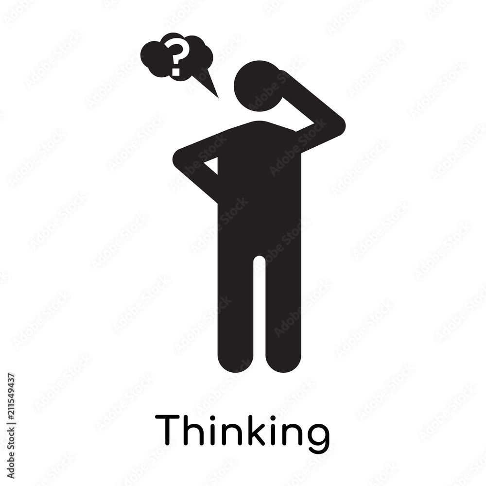 Thinking icon vector sign and symbol isolated on white background ...
