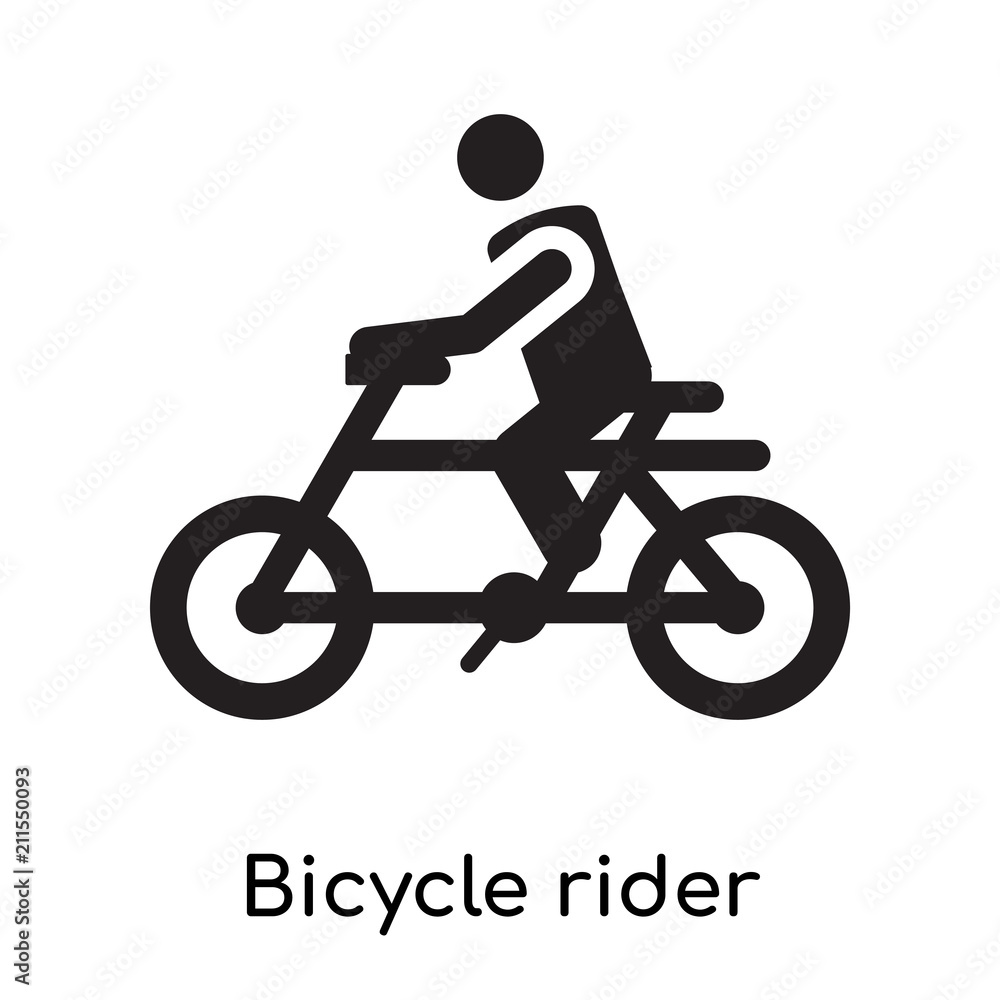 Bicycle rider icon vector sign and symbol isolated on white background ...