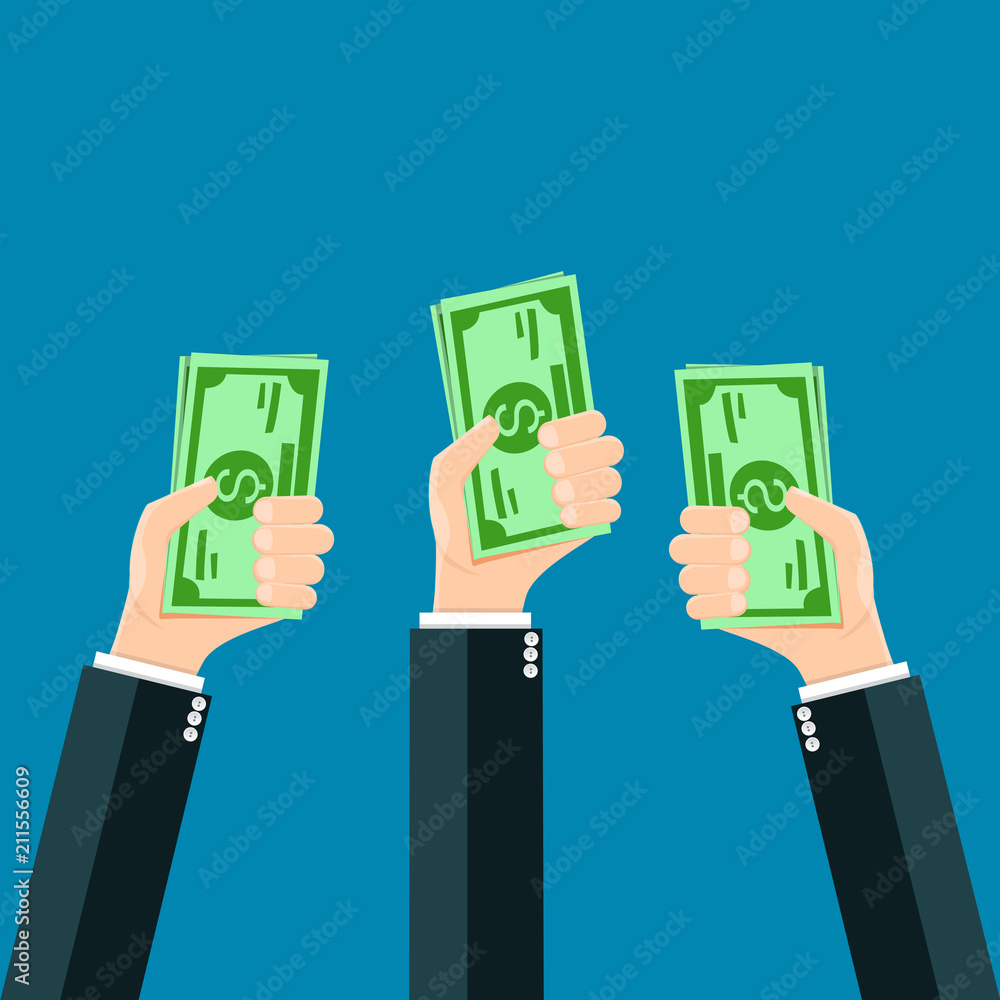 Hand holding money banknotes.Vector illustration. Stock Vector | Adobe ...