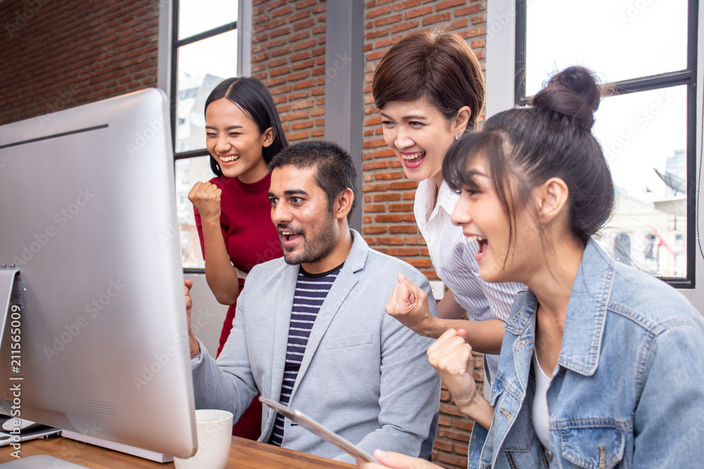 Male manager working with team for success concept at modern office ...