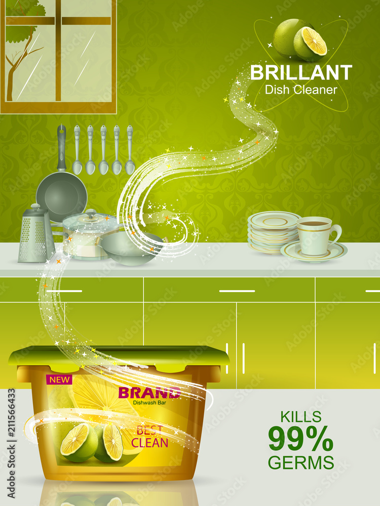 Advertisement banner of tough stain remover Dishwasher for clean and ...