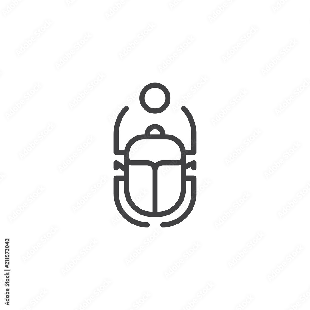 Scarab Beetle and sun outline icon. linear style sign for mobile ...