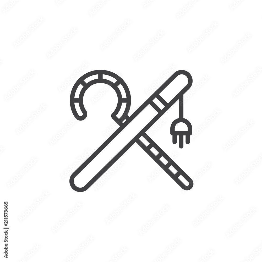 Crook and flail outline icon. linear style sign for mobile concept and ...