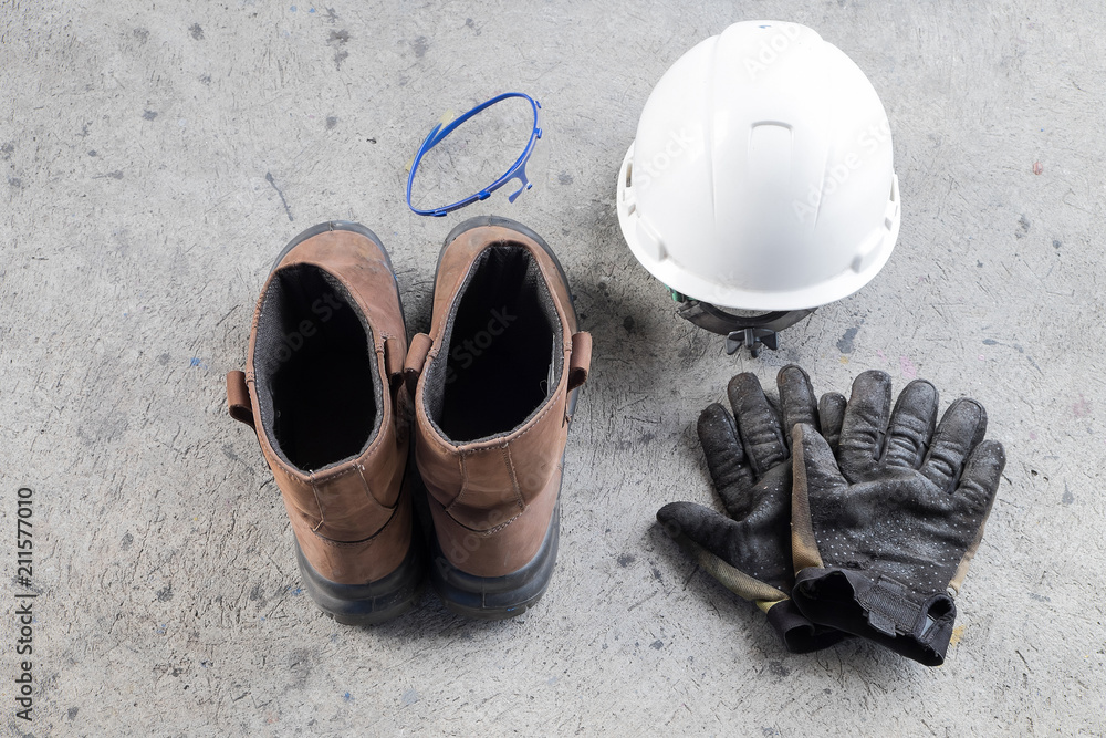 Personal Protective Equipment ( PPE ). Includes white hard hat, safety ...
