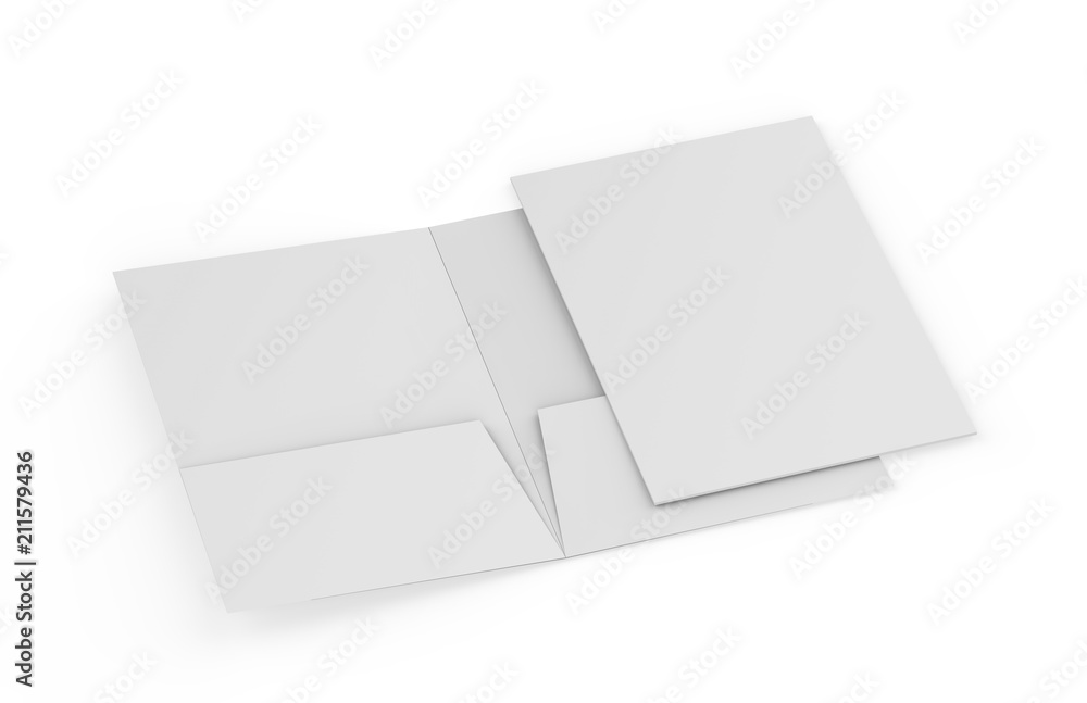 Blank white reinforced A4 single pocket folder on isolated white ...