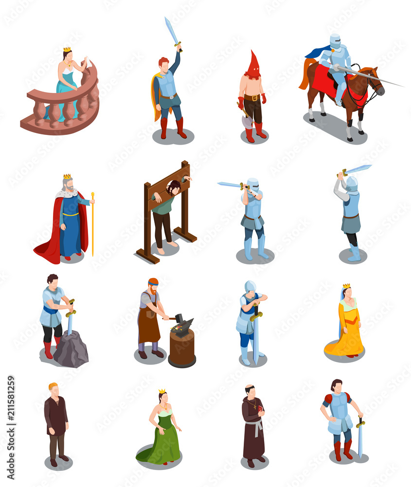 Medieval Isometric Icons Stock Vector | Adobe Stock