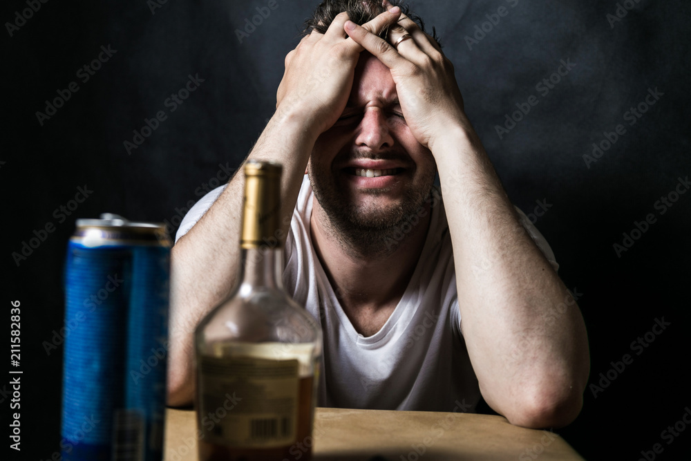 Sad Man Drinking Alcohol