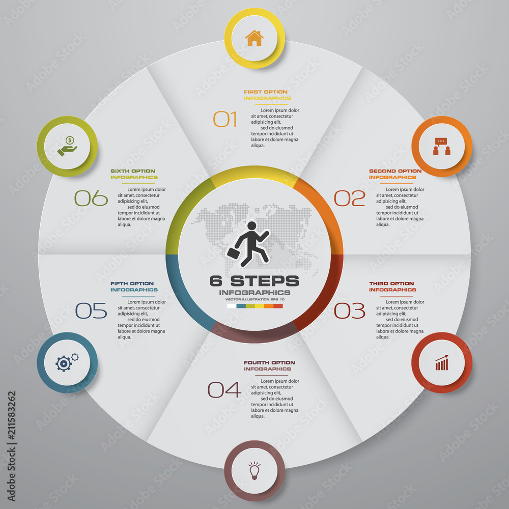6 steps cycle chart infographics elements.EPS 10. Stock Vector | Adobe ...