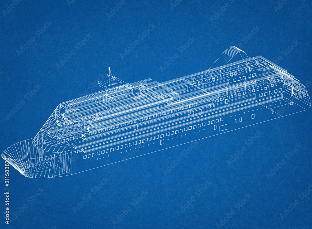 cruise ship Concept Architect Blueprint Stock Illustration | Adobe Stock