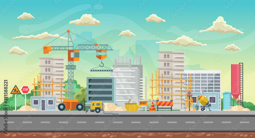 Vector game background. Landscape orientation. Panorama with ...