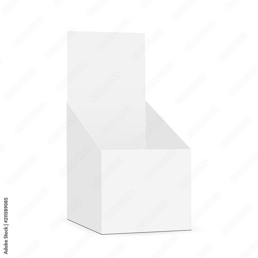 Cardboard display show box mock up - half side view. Vector ...