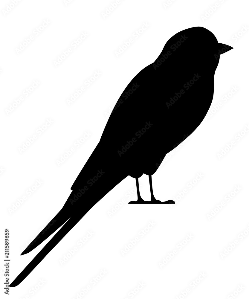 Cute Sitting Bird Silhouette
