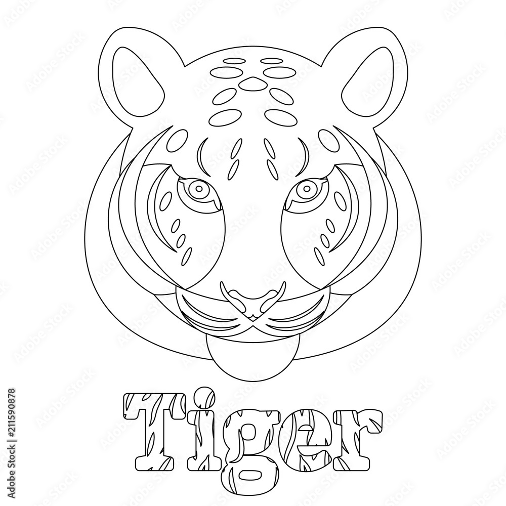 Tiger. Coloring page for kids. Wild mammal is an animal. Linear style ...