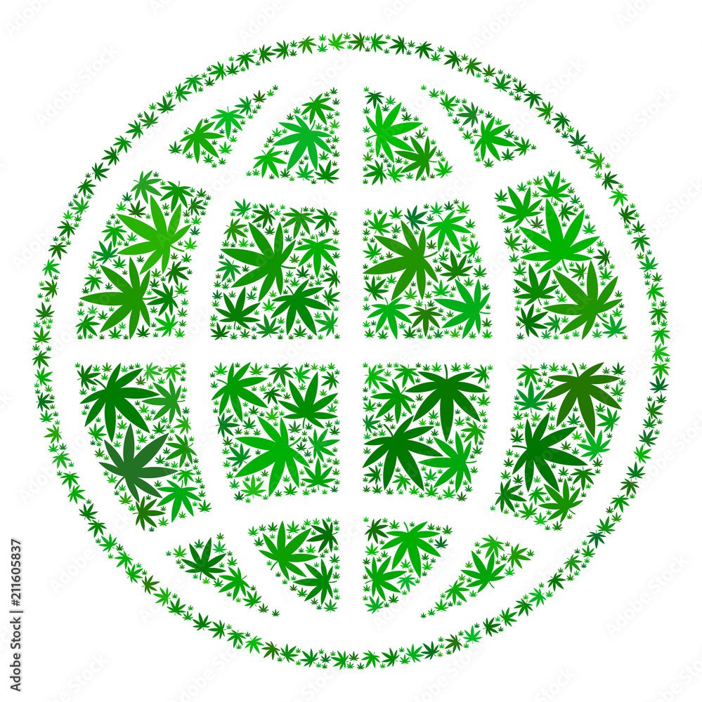 Internet composition of cannabis leaves in different sizes and green ...