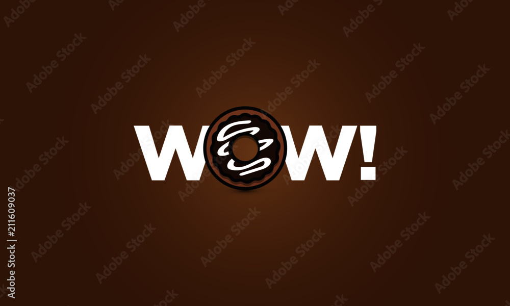 Wow written with a Donut in place of the O Typography Concept Design ...