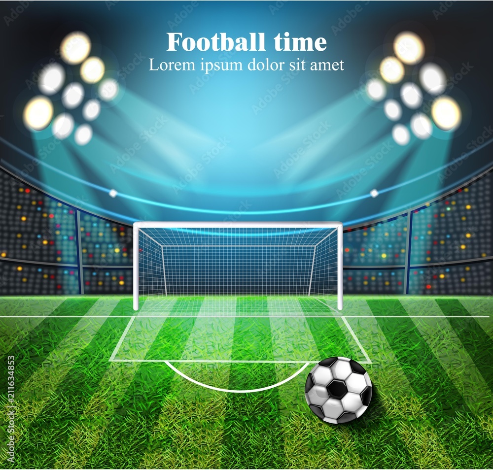 Football field Vector realistic. Football gates. Soccer ball on the ...