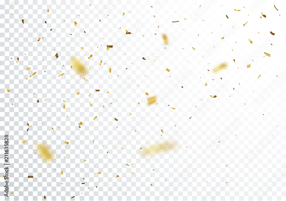 Gold confetti background, isolated on transparent background Stock ...