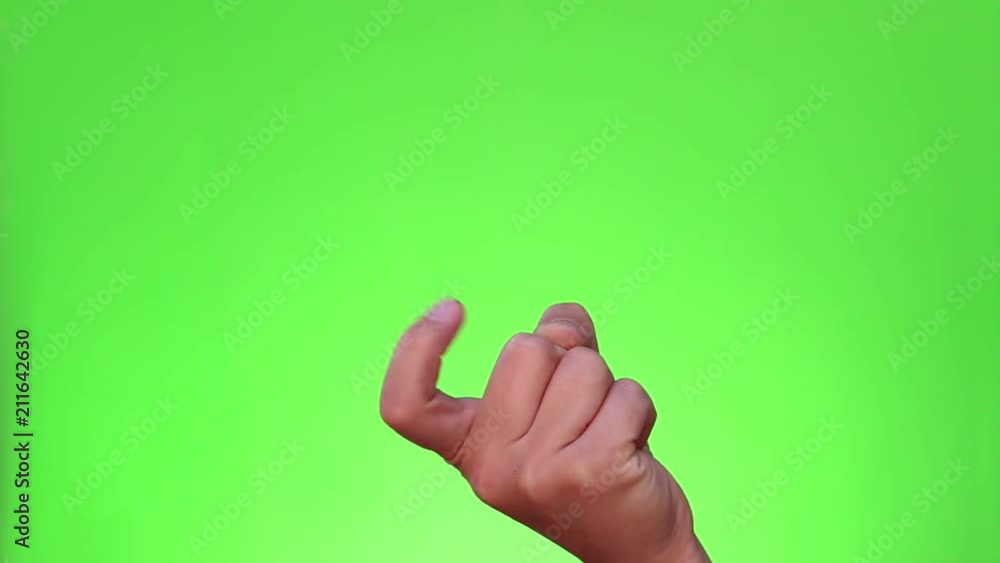 Beckoning sign. Come here. Single handed gesture. Chromakey. Green ...
